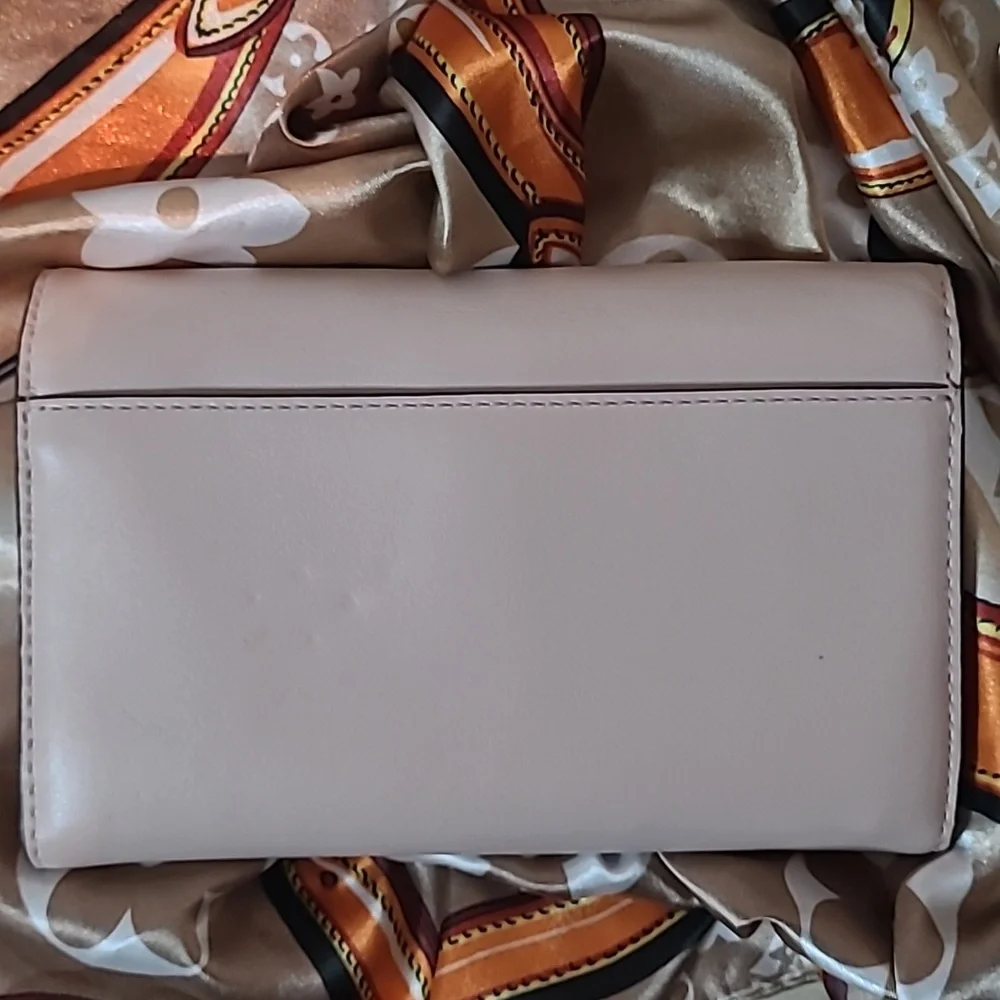 Michael Kors | Bags | Michael Kors Pale Pink Leather Wallet With Gold ...